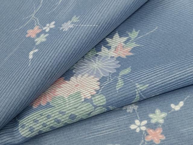 平和屋着物＊夏物　小紋　絽　飾花文　洗える着物　AABC9841jd