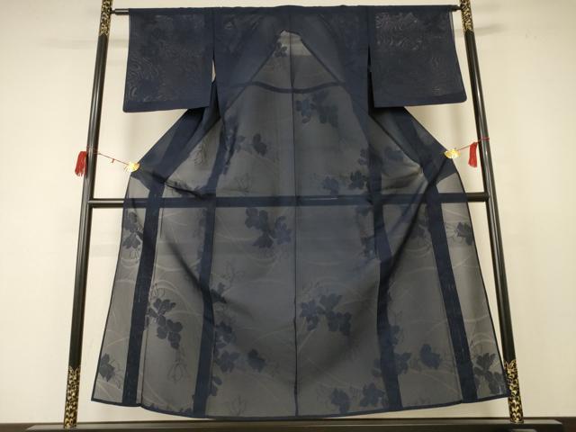 平和屋着物＊夏物　色無地　絽　草花紋紗　褐返色　正絹　逸品　AABC9887jd