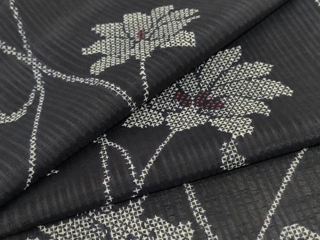 平和屋着物＊夏物　小紋　紗　花唐草文　洗える着物　AABC9900jd