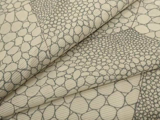 平和屋着物＊夏物　小紋　絽　石畳文　洗える着物　AABC9909jd