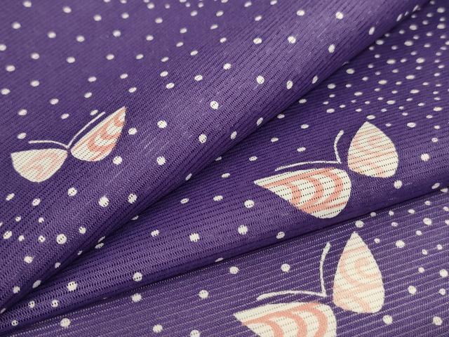 平和屋着物＊夏物　小紋　絽　舞蝶文　洗える着物　AABC9917jd