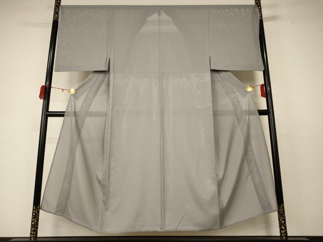 平和屋着物＊夏物　男性　色無地　絽　銀鼠色　洗える着物　AABC9923jd