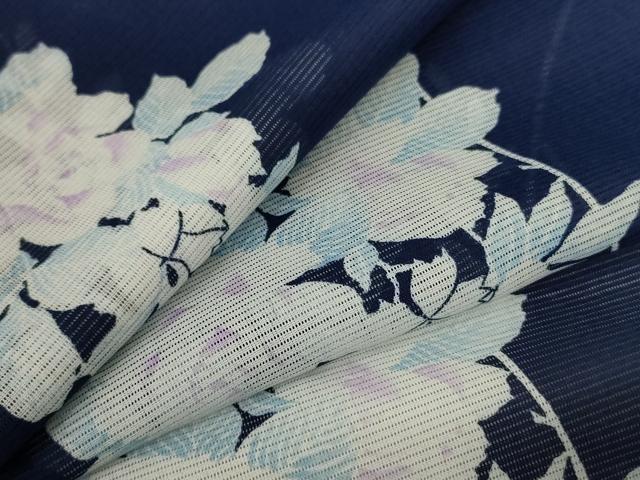 平和屋着物＊夏物　小紋　絽　草花文　洗える着物　AABC9929jd