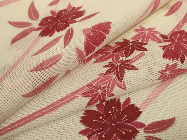 平和屋着物＊夏物　小紋　絽　楓　洗える着物　未使用　AABC9932jd