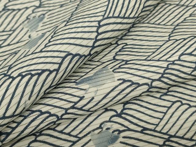 平和屋着物＊夏物　小紋　絽　立波文　千鳥　洗える着物　AABC9938jd