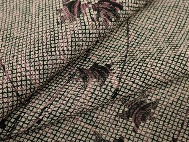 平和屋着物＊夏物　小紋　絽　楓　正絹　逸品　AABC9945jd