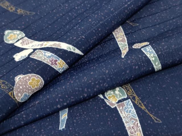 平和屋着物＊夏物　小紋　絽　風鈴　金彩　洗える着物　AABC9951jd