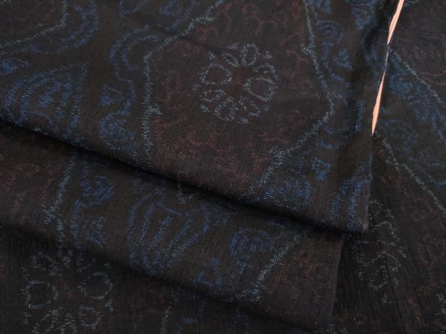 平和屋着物●結城ちぢみ　花菱文　正絹　逸品　AABC9973ck