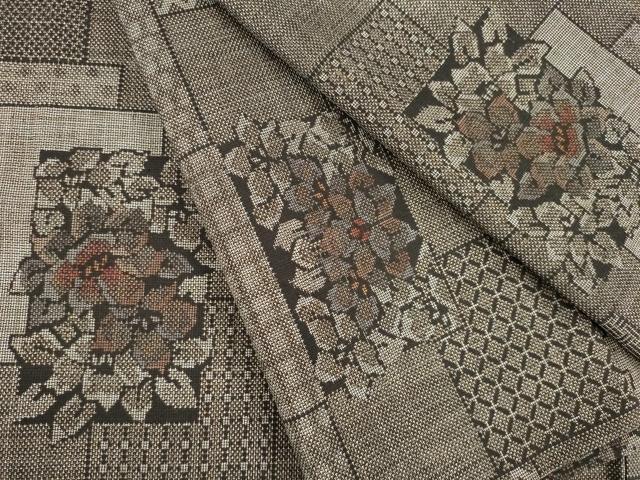 平和屋着物●本場大島紬　カタス9マルキ　短冊花文　正絹　逸品　AABC9976ck