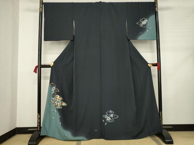 平和屋着物●訪問着　舞花文　暈し染め　金彩　正絹　逸品　AABC9997ck