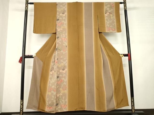 平和屋着物●摺型友禅　京都　多ち花　訪問着　桐　間道　暈し染め　鬼しぼ縮緬　正絹　逸品　AABC9998ck