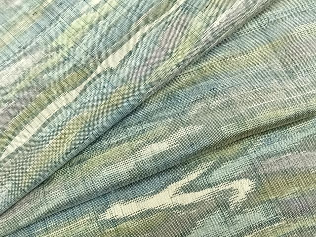 平和屋着物▽上質な紬　単衣　霞文　正絹　逸品　AABD0015fy