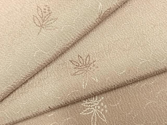 平和屋着物▽江戸小紋　単衣　草花地紋　灰梅色　正絹　逸品　AABD0036fy