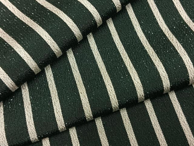 平和屋着物▽お召　単衣　縞　銀通し地　正絹　逸品　AABD0043fy