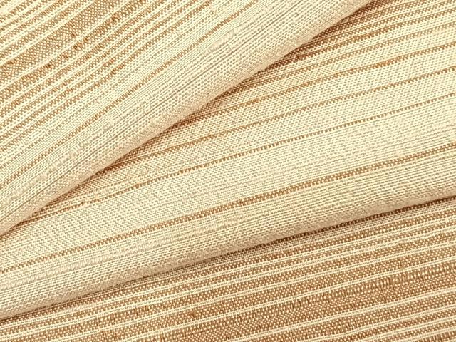 平和屋着物▽上質な紬　単衣　横段文　正絹　逸品　AABD0063fy