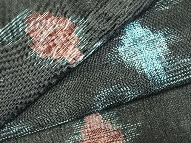 平和屋着物▽久留米絣　単衣　幾何学文様　綿　逸品　AABD0067fy