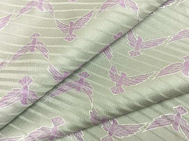 平和屋着物▽上質な小紋　単衣　舞鳥文　正絹　逸品　AABD0070fy