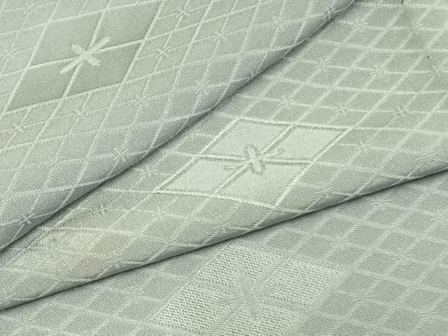 平和屋着物▽上質な色無地　単衣　菱地紋　湊鼠色　正絹　逸品　AABD0122fy