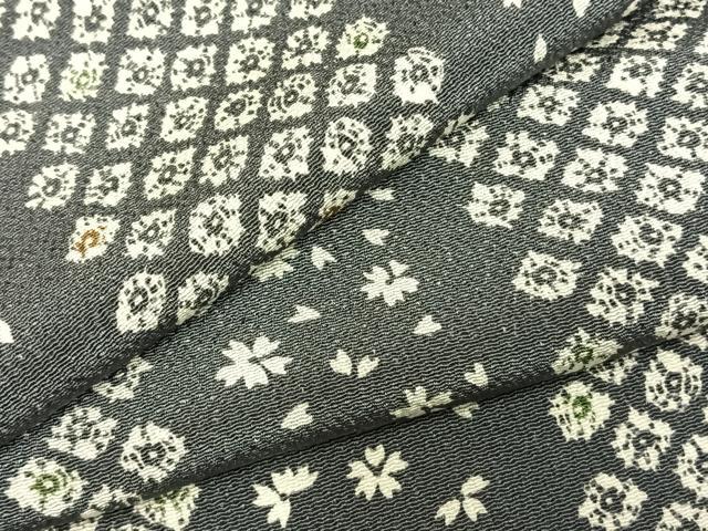 平和屋着物▽上質な小紋　単衣　間道　鬼しぼ縮緬　正絹　逸品　AABD0128fy