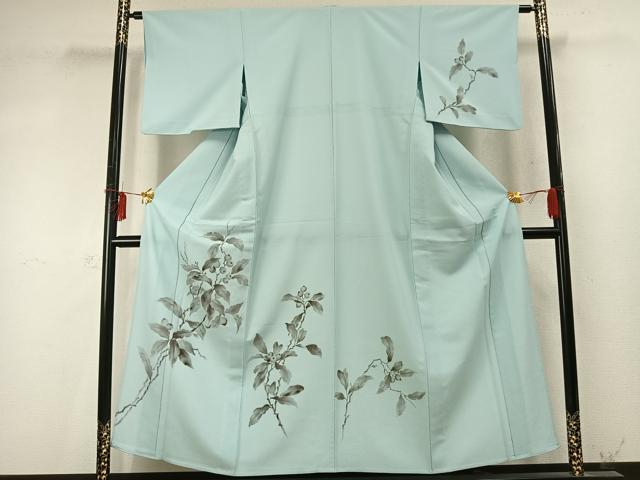 平和屋着物▽洗える最高級着物　＜英＞はなぶさ謹製　訪問着　単衣　手描き　南天文　洗える着物　AABD0140fy