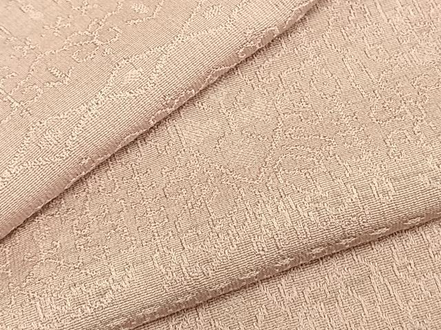 平和屋着物▽上質な色無地　単衣　横段地紋　灰桜色　正絹　逸品　AABD0145fy