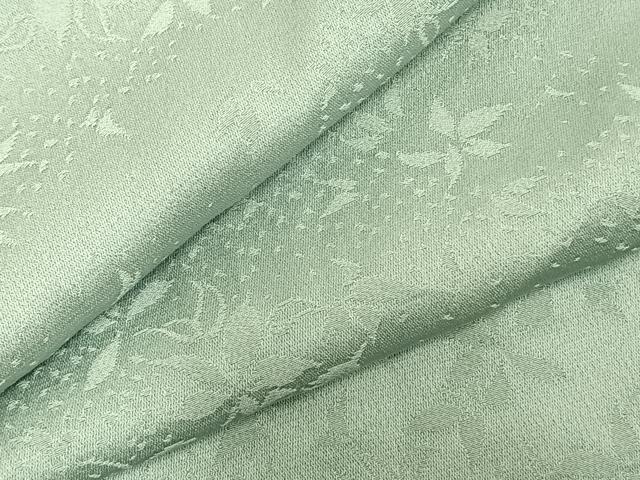 平和屋着物▽上質な色無地　単衣　花尽くし地紋　裏葉柳色　正絹　逸品　AABD0156fy