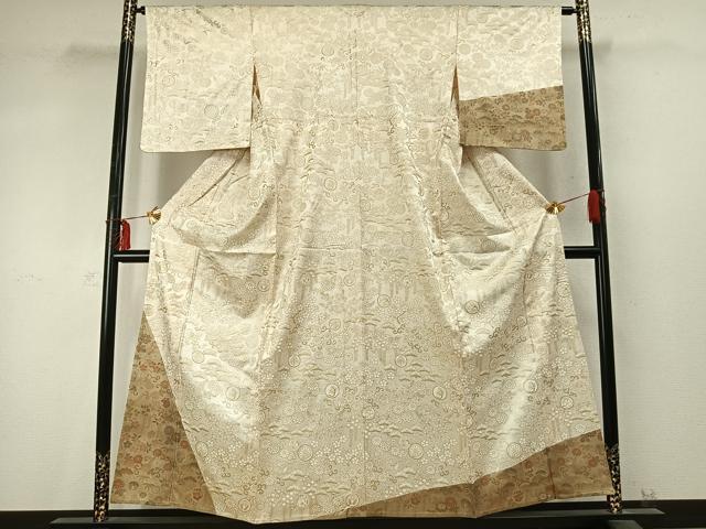 平和屋着物▽訪問着　単衣　花唐草文　金彩　正絹　逸品　AABD0169fy