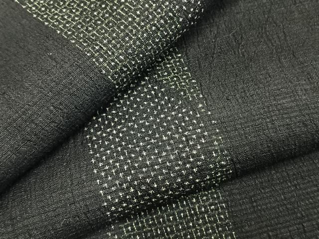 平和屋着物▽結城ちぢみ　単衣　80亀甲　間道　正絹　逸品　AABD0173fy