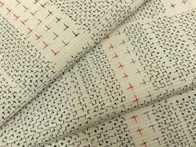 平和屋着物▽上質な紬　単衣　切嵌文　正絹　逸品　AABD0183fy