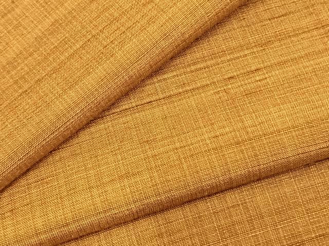 平和屋着物▽上質な紬　単衣　色無地　黄土色　正絹　逸品　AABD0212fy