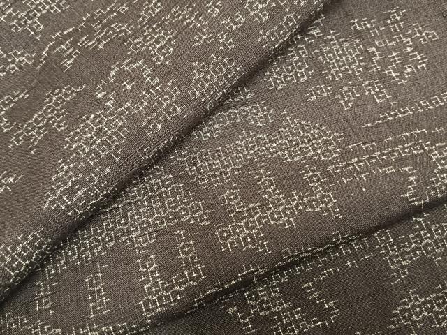 平和屋着物▽結城紬　単衣　80亀甲　風景文　正絹　逸品　未使用　AABD0215fy