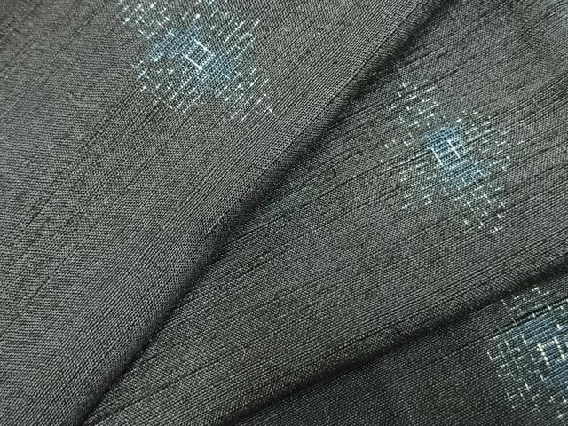 平和屋着物▽上質な紬　単衣　舞花文　正絹　逸品　AABD0235fy