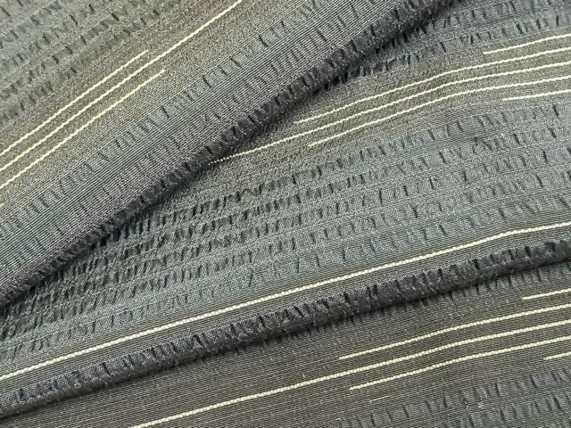 平和屋着物▽上質な小紋　単衣　横縞　正絹　逸品　AABD0273fy