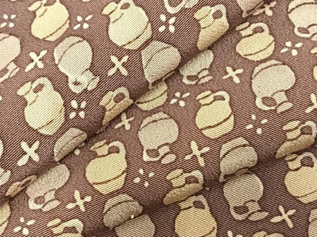 平和屋着物▽上質な小紋　単衣　陶器文　正絹　逸品　AABD0284fy