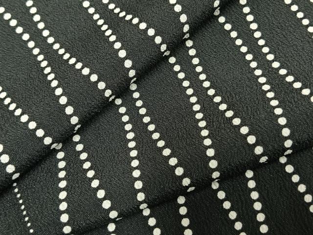 平和屋着物▽小紋　単衣　立涌文　黒地　洗える着物　AABD0320fy