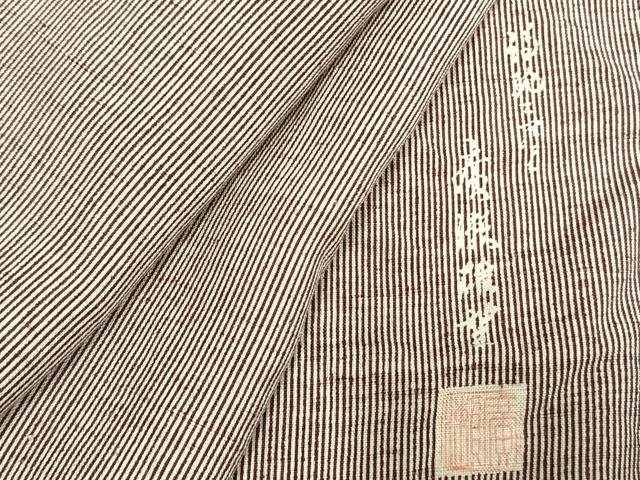 平和屋着物▽伝統工芸士　廣瀬雄望　江戸小紋　単衣　紬地　縞　正絹　逸品　AABD0344fy