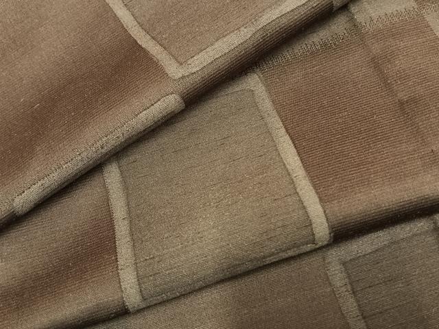 平和屋着物▽上質な紬　単衣　市松文様　正絹　逸品　AABD0373fy