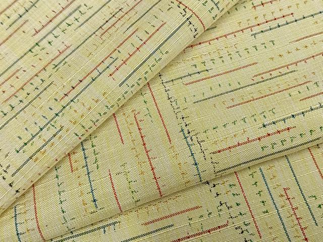 平和屋着物▽上質な紬　単衣　変わり市松文様　正絹　逸品　AABD0395fy