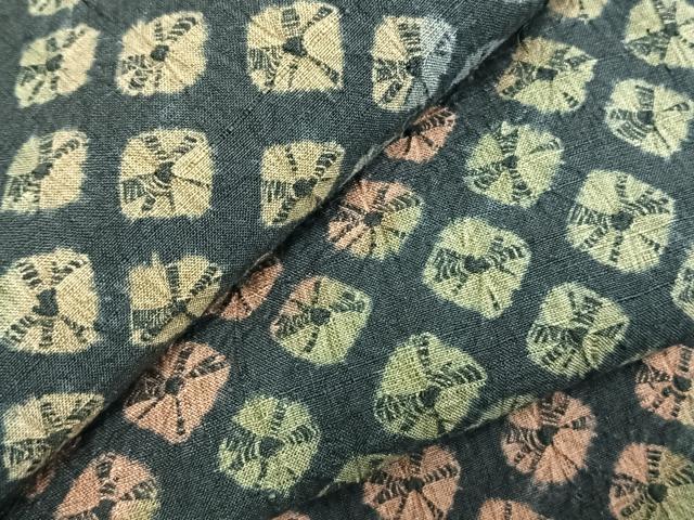 平和屋着物▽上質な紬　単衣　絞り　菱文　正絹　逸品　AABD0407fy