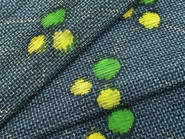 平和屋着物▽上質な紬　単衣　抽象文様　正絹　逸品　AABD0408fy