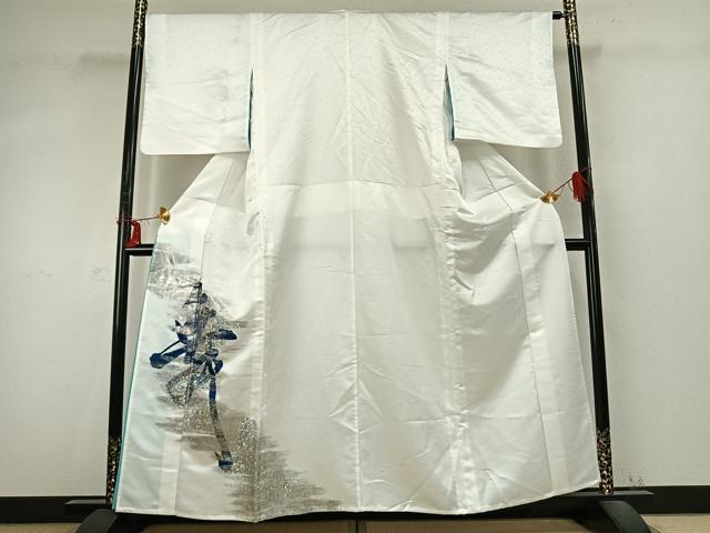 平和屋着物▽訪問着　単衣　舞　銀彩　洗える着物　AABD0429fy