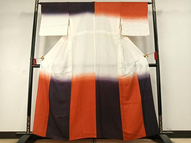 平和屋着物▽訪問着　単衣　紗綾形文　暈し染め　洗える着物　AABD0433fy