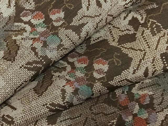 平和屋着物●本場大島紬　9マルキ　葡萄　正絹　逸品　未使用　AABD0453fy