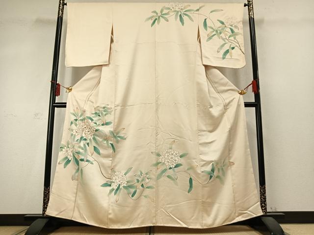 平和屋着物●訪問着　駒刺繍　草花文　金彩　正絹　逸品　AABD0469fy