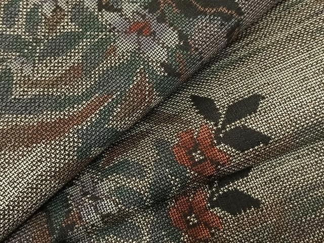 平和屋着物●本場大島紬　9マルキ　草花間道　正絹　逸品　AABD0481fy