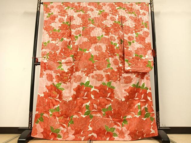 平和屋着物●豪華振袖　駒刺繍　草花文　金彩　正絹　逸品　AABD0508fy