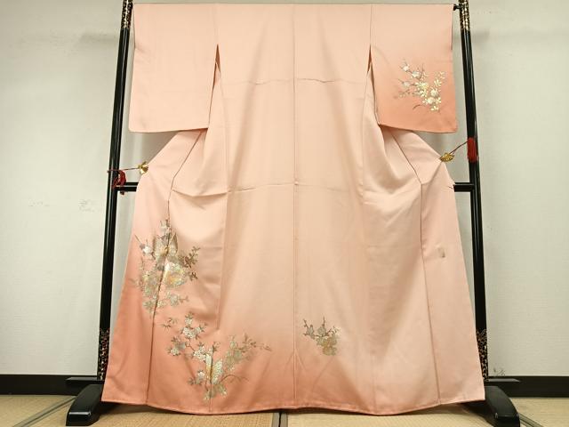 平和屋着物●金彩友禅　卓越技能者・名工・和田光正　訪問着　花蝶文　金銀彩　正絹　逸品　AABD0520fy