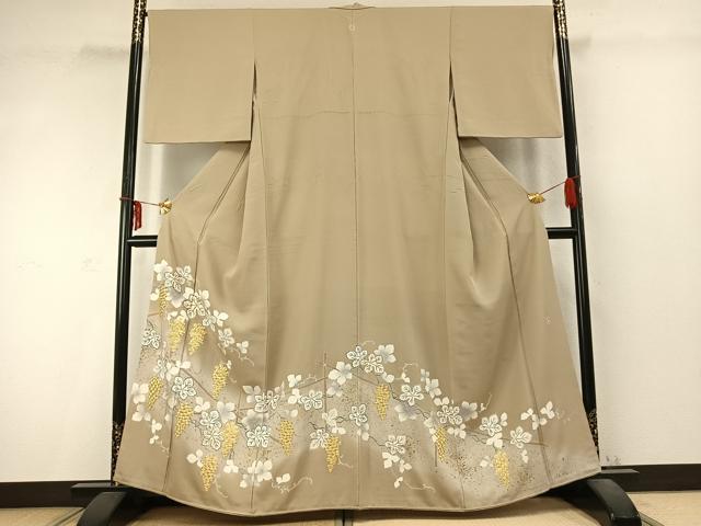 平和屋着物●豪華色留袖　友禅　作家物　和彦　駒刺繍　蔦の葉葡萄文暈し染め　金彩　正絹　逸品　AABD0533fy
