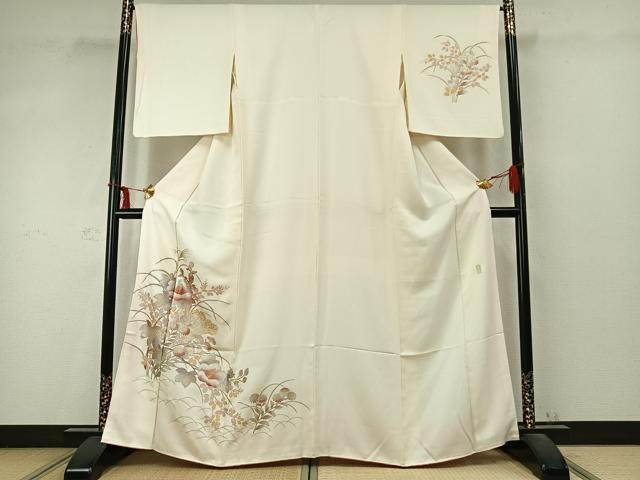 平和屋着物●金彩友禅　卓越技能者・名工・和田光正　訪問着　草花文　金銀彩　正絹　逸品　AABD0542fy