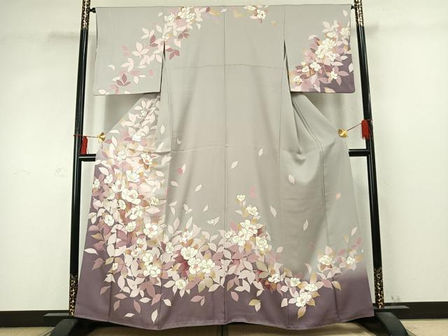 平和屋着物●訪問着　作家物　草花文　金彩　正絹　逸品　AABD0546fy